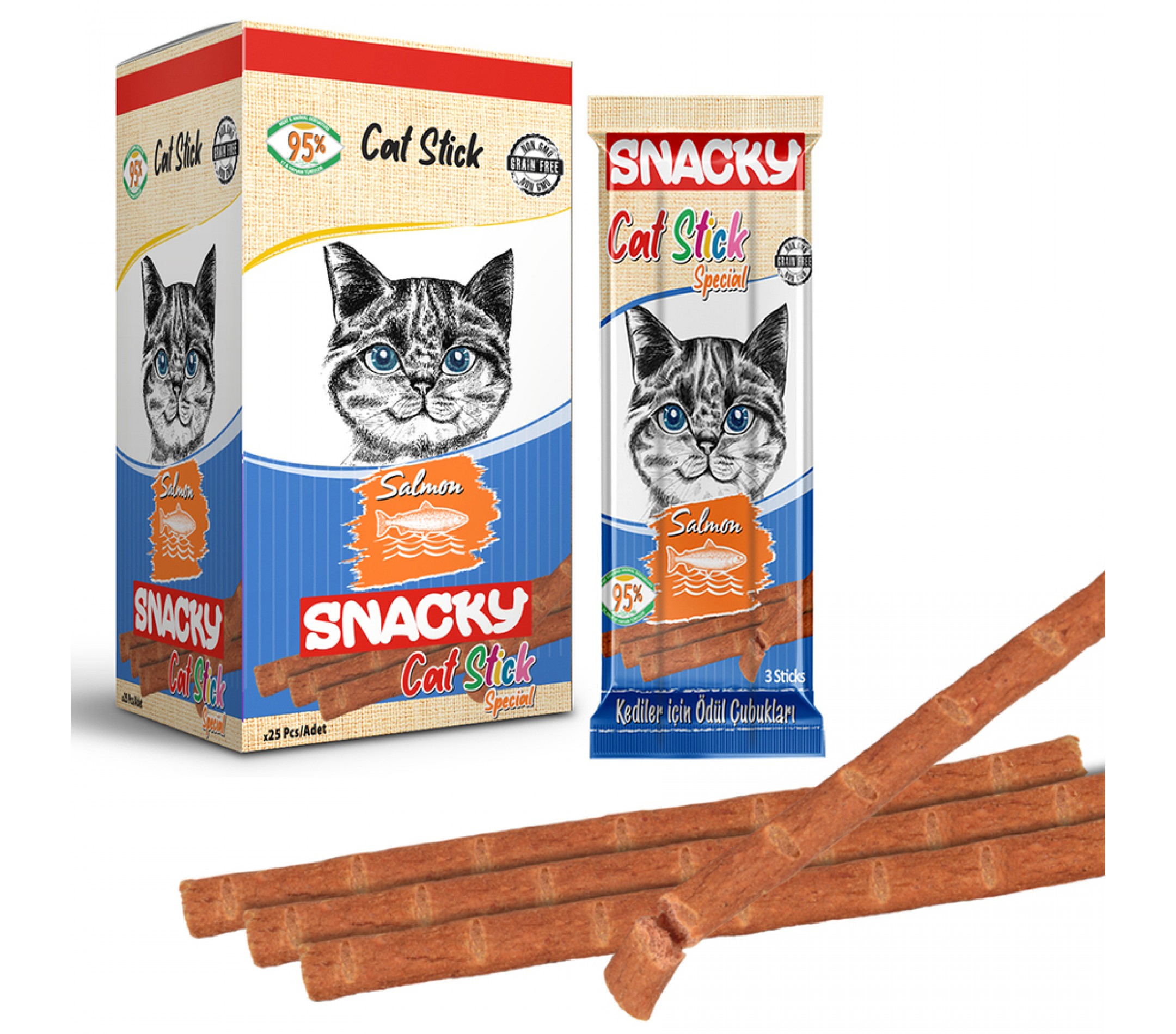Snacky Kedi Stick Ödül Somonlu 3x5 gr - 8682631201814
